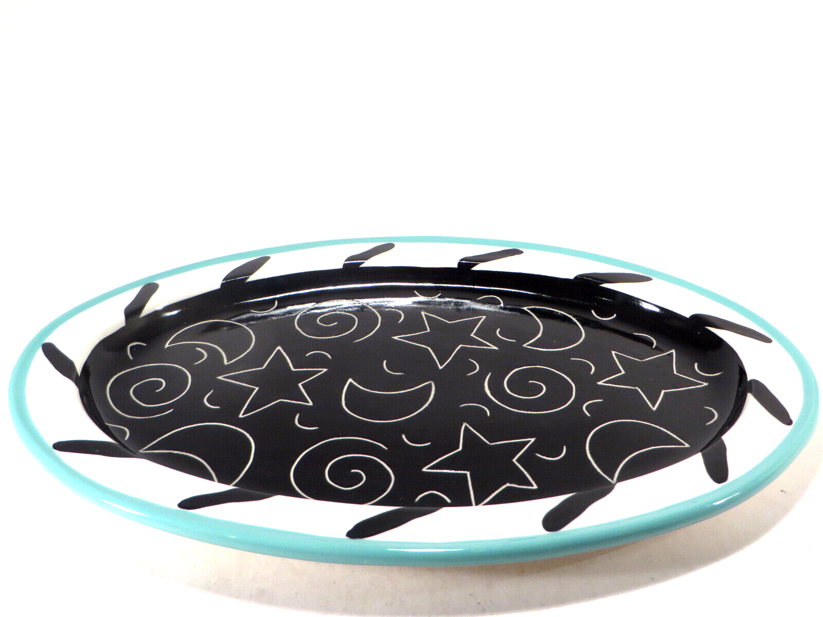 R. Robin Spear Artist Platter Stars & Moons Black & White Oval LA CA 16 ...