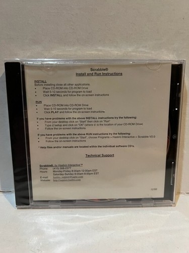 Scrabble CD-ROM Crossword Game (PC, 1999) Win 95/98 by Hasbro ...