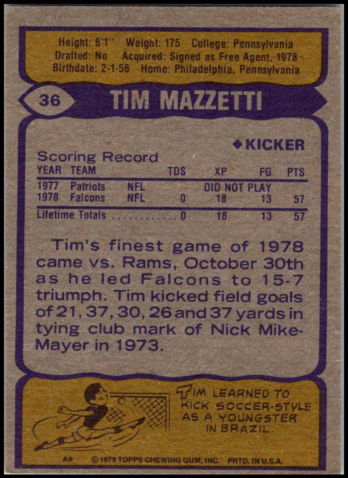 1979 Topps #36 Tim Mazzetti - Rookie RC FREE SHIPPING! | eBay