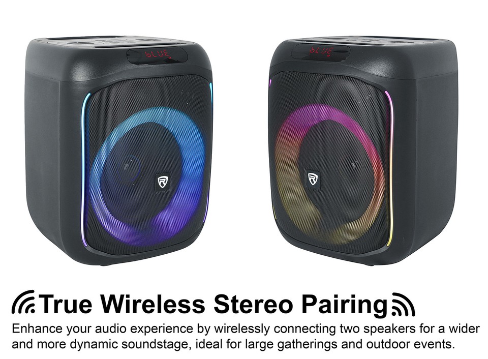 Rockville ROCKBOX PRO V2 6.5" 150w Portable LED Party Bluetooth Speaker ...