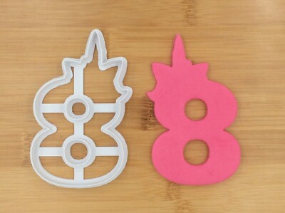 Unicorn Number Eight Digit 8 Cookie Cutter Biscuit Fondant Cake Mould ...
