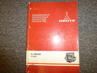 Deutz Models FL410 & FL411 Diesel Engine Shop Service Repair Manual ...