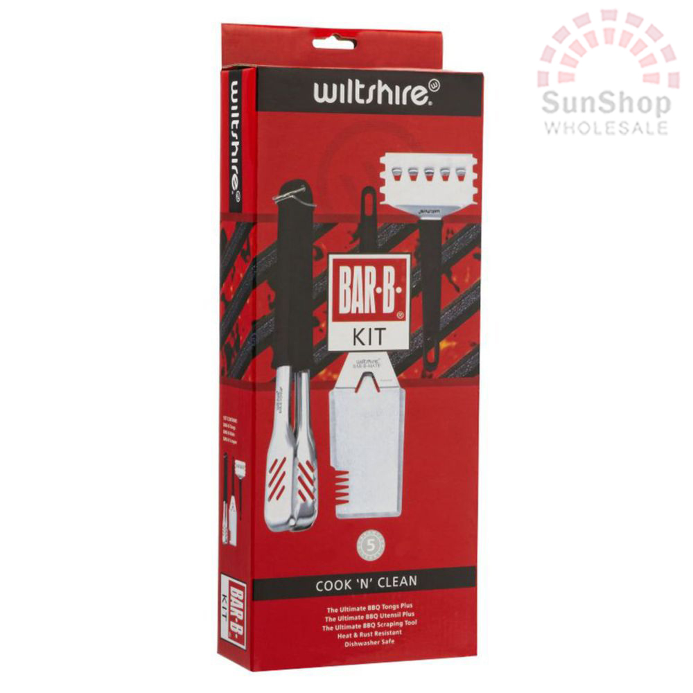 100% Genuine! WILTSHIRE Bar B Cook 'N' Clean Kit with Mate Tongs ...