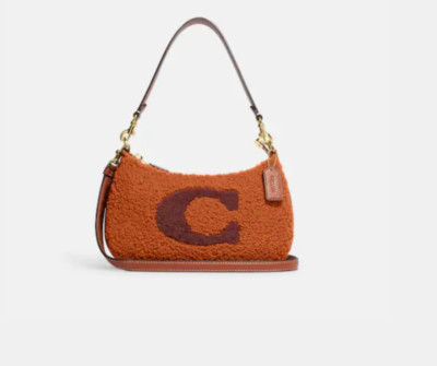 NWT COACH GENUINE SHEARLING Teri Shoulder Bag With Coach Motif NEW WITH ...