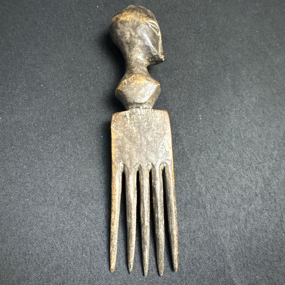Vintage 8” African Tribal Hand Carved Hair Pick Comb Afro Wood Rare | eBay