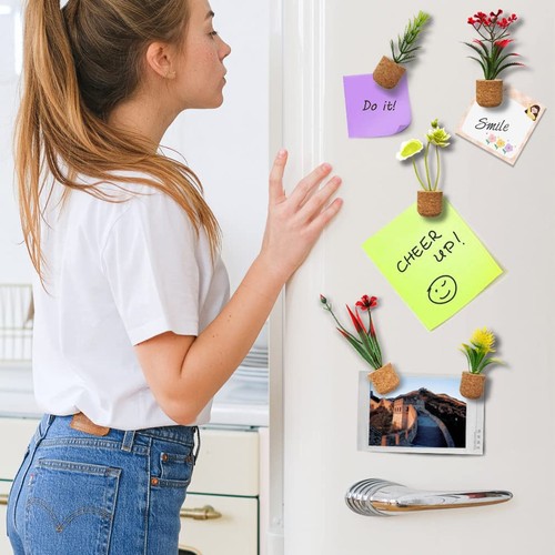 Fridge Magnets-Mini Artificial Plants Refrigerator Magnets Potted ...