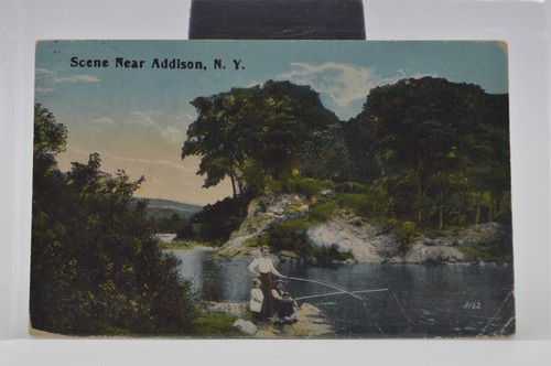 1915 - Scene Near Addison, NY, Fishing Postcard | eBay