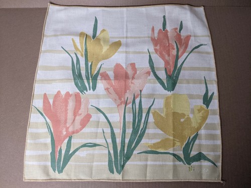 Vera Neumann Cloth Linen Napkins 16x17 Yellow White Stripes Flowers ...