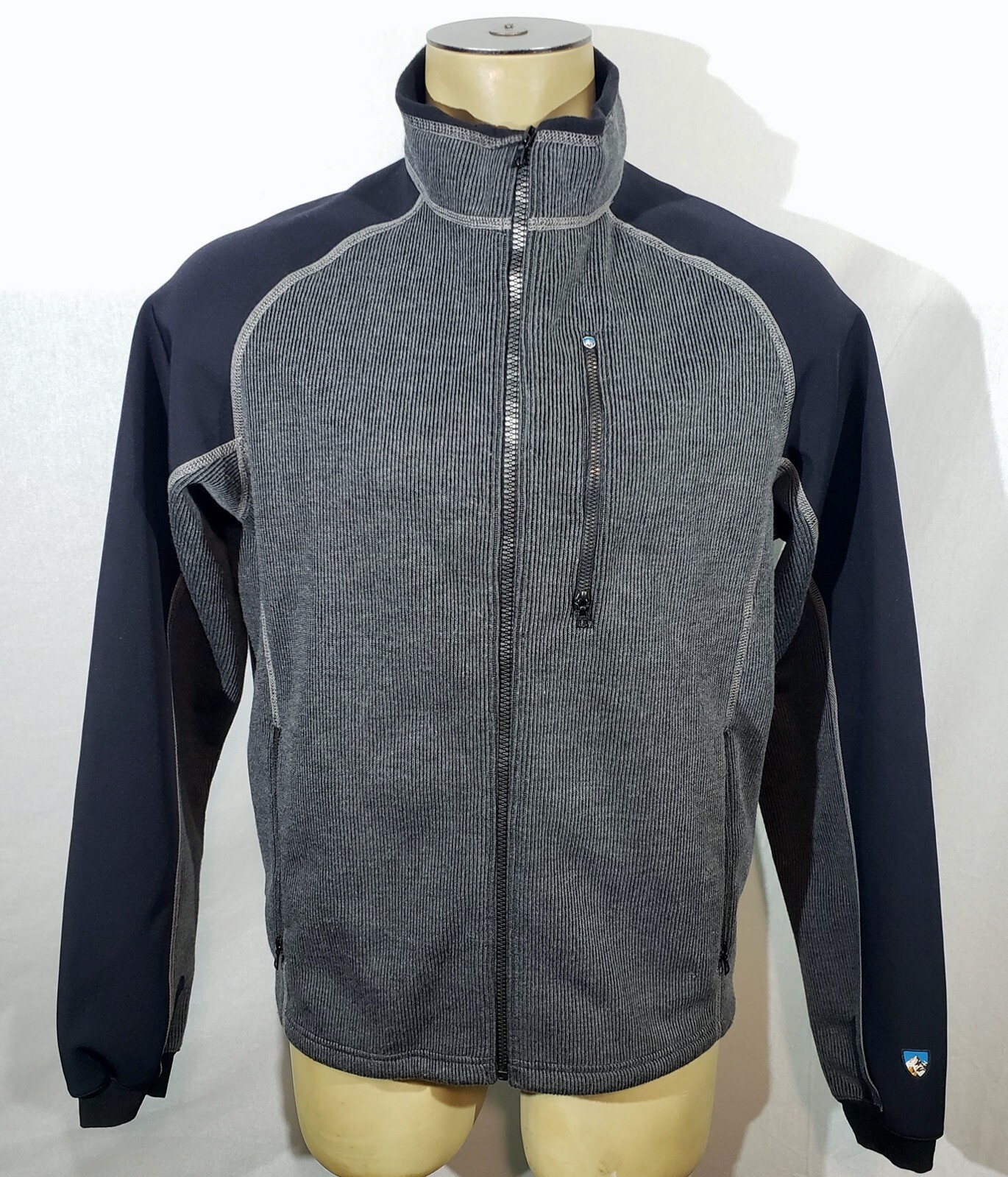 Mens Kuhl Thermokore gray ribbed full zip-up fleece j… - Gem