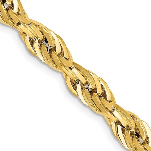 Real 10kt Yellow Gold 5.4mm Semi-Solid Rope Chain; 22 inch; Lobster ...