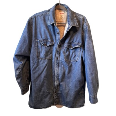 Levis Shirt Mens XL Shacket Blue Button Fleece Sherpa Chore Coat Barn ...