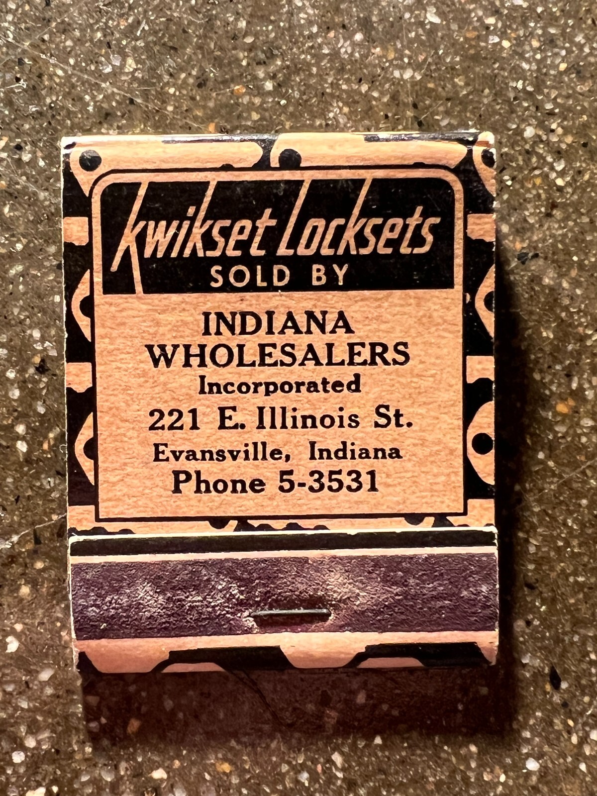 VINTAGE MATCHBOOK - KWIKSET LOCKSETS - INDIANA WHOLESALERS - EVANSVI ...