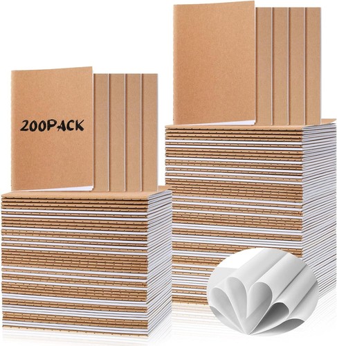 200 Pack Kraft Notebooks A6 Blank Unlined Notebook Bulk Kraft Paper | eBay