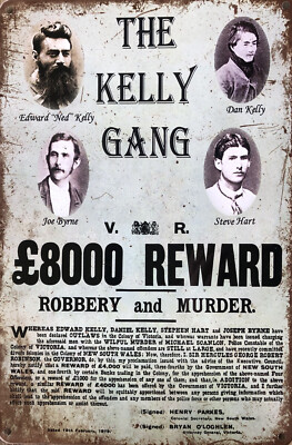 Ned Kelly Memorabilia Rustic Look Vintage Tin Signs Man Cave, Shed ...