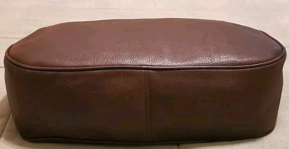 FURLA BROWN PEBBLED LEATHER SHOULDERBAG W/SIGNATURED SILVER STRAP ...