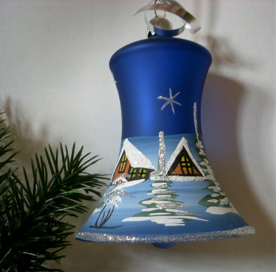 Lauscha Glass Bell Christmas Decorations Winter Landscape Handcraft ...