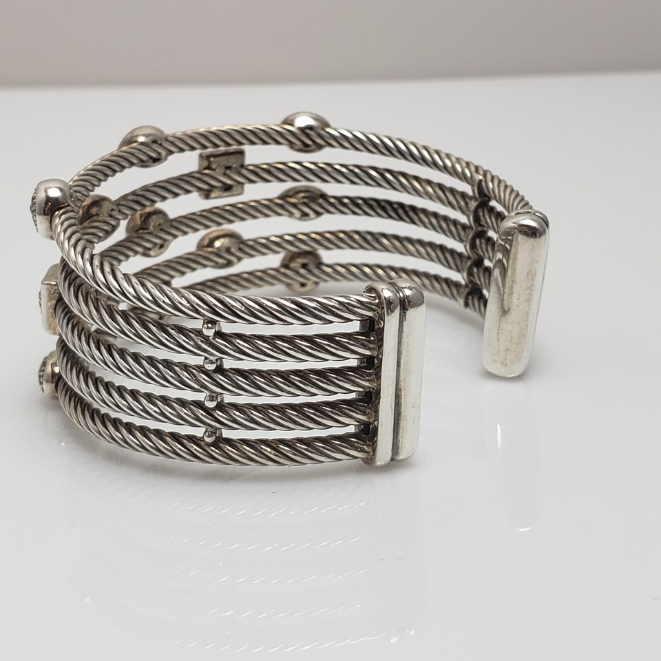 David Yurman Sterling Silver Black Diamond Confetti Five Row Cuff ...