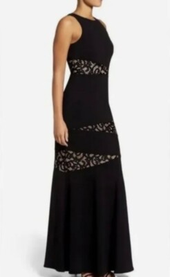 NWT BCBG MAXAZRIA DOMINIQUE LACE - PANELED GOWN BLACK SIZE 8 $338 | eBay