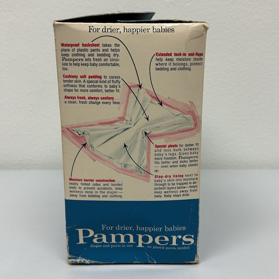 NEW Vintage 1960’s Pamper Overnight Diapers For Babies Over 11 Pounds ...