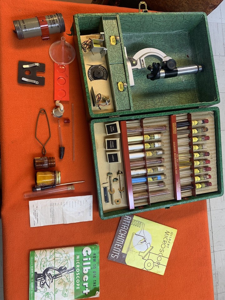 RARE VINTAGE GILBERT MICROSCOPE SET 1952/1953 - GREEN CASE | eBay