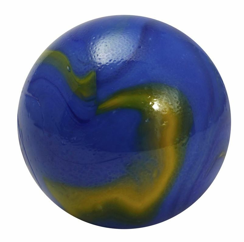 Two 35mm Giant Van Gogh Glass Marbles w Stands Blue w Yellow Swirls ...