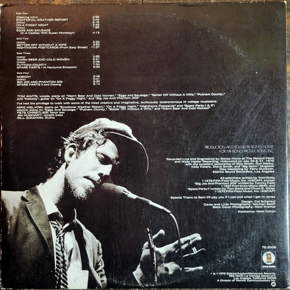 Tom Waits NIGHTHAWKS AT THE DINER 2X LP '75 Discs Gatefold Cover VG+ ...