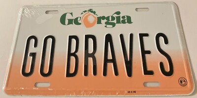 GO Braves Booster License Plate Atlanta Braves Georgia NEW OLD STOCK | eBay