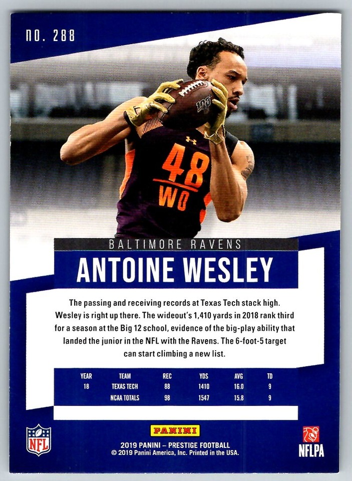 2019 PANINI PRESTIGE ANTOINE WESLEY RC BALTIMORE RAVENS #288 | eBay