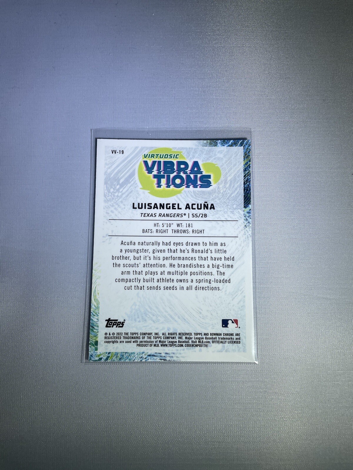 2022 Bowman - Virtuosic Vibrations #VV-19 Luisangel Acuna (RC) for sale ...