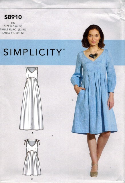 Simplicity Pattern S8910 Dress with Length and Sleeve Variations Sz 14 ...