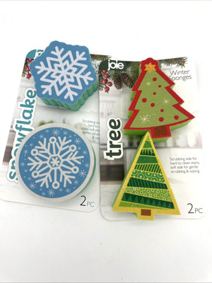 2 Christmas Kitchen Sponges Christmas Tree Snowflake | eBay
