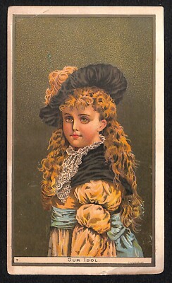 "Our Idol" Victorian Trade Card / Scrapbook Girl in Fancy Dress & Hat ...
