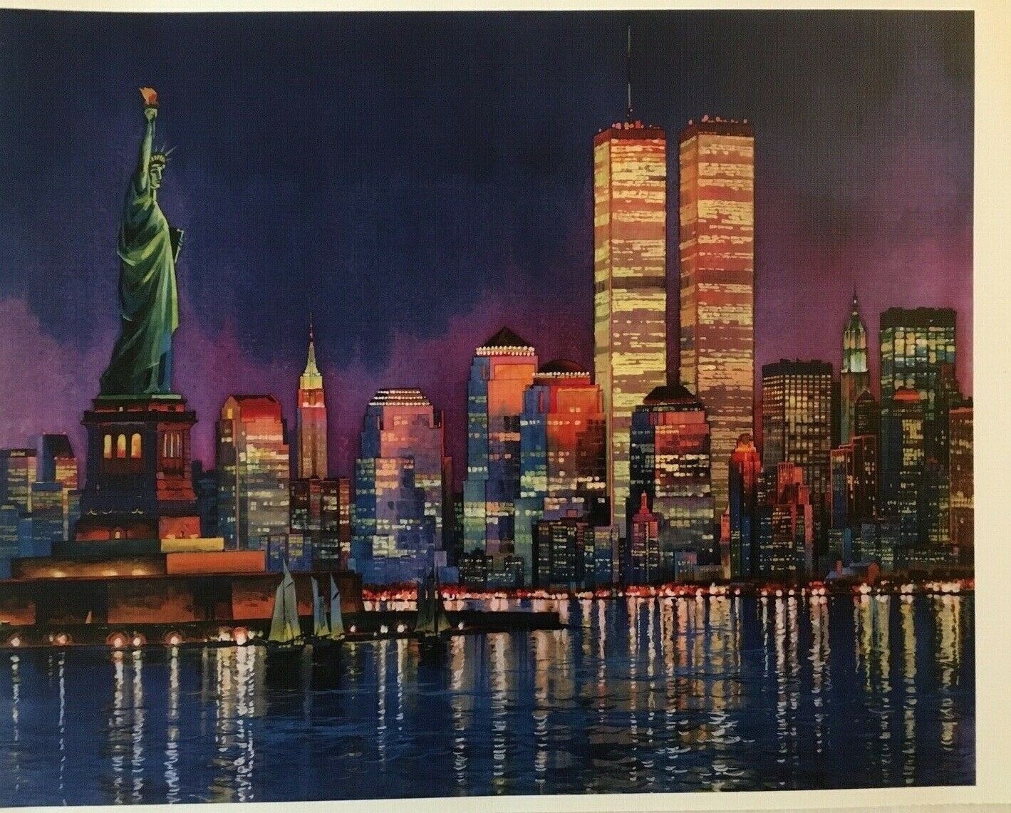 New York Statue Of Liberty Skyline At Night