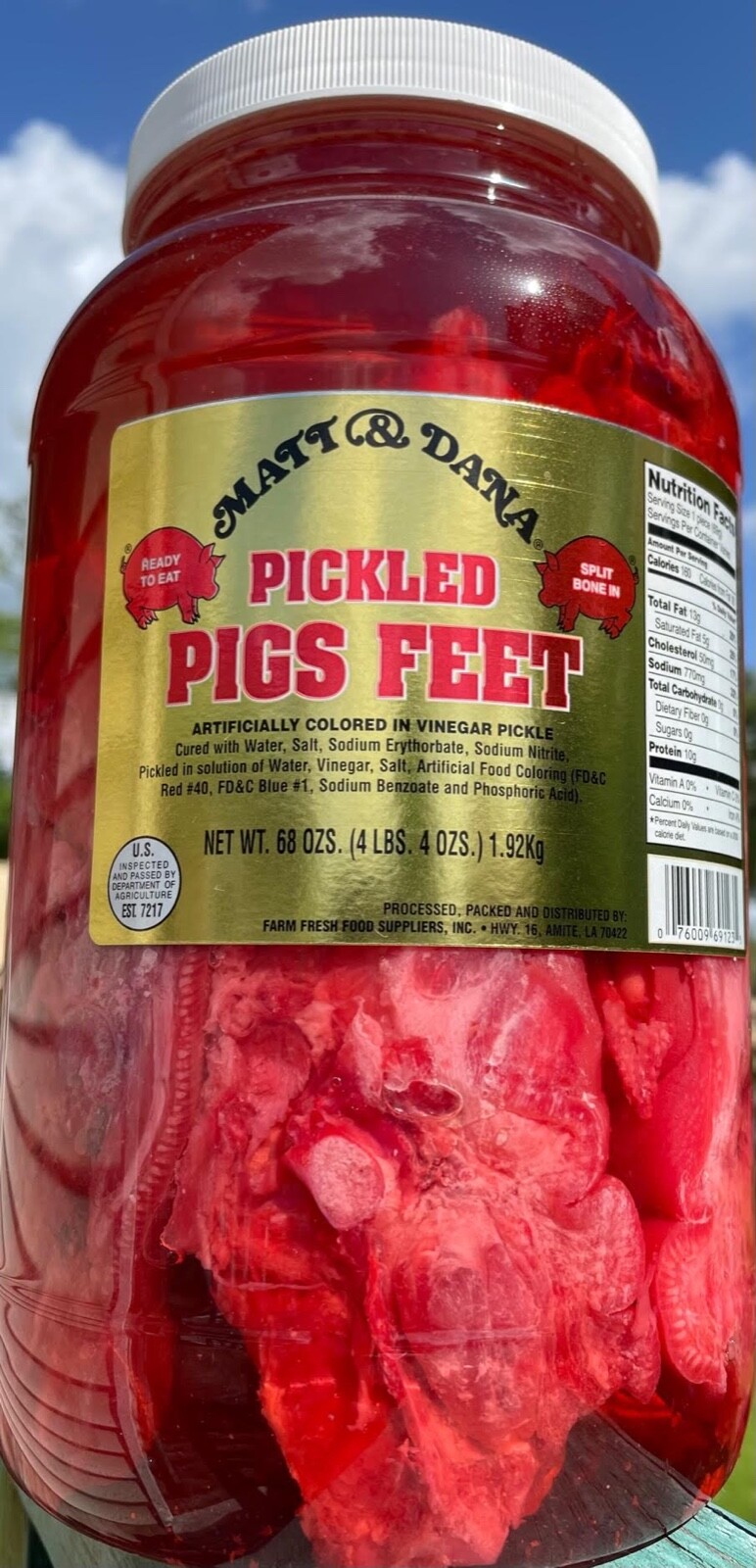 Matt & Dana Pickled Pigs Feet 68oz of Ready to Eat, Split Bone Best ...