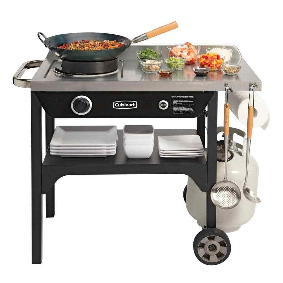 Outdoor Wok Station 50,000 BTU Stir Fry Propane Grill in Black ...