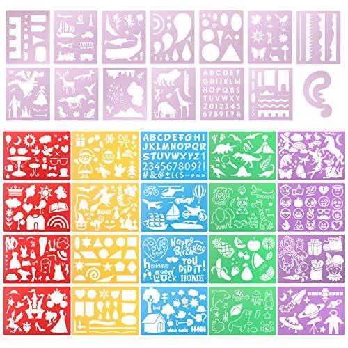 34 PCS Drawing Stencils Set for Kids Over 500 Stencil Shapes Reusable ...