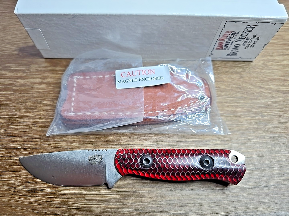 Bark River Knives Bravo Necker CPM3V Red C-Tek W/Sheath | eBay