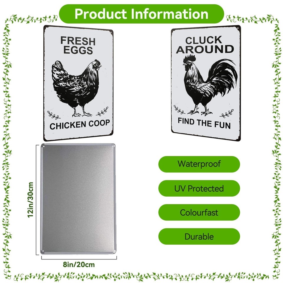 2PCS Funny Vintage Metal Chicken Coop Signs Decor Outdoor,Gifts for ...