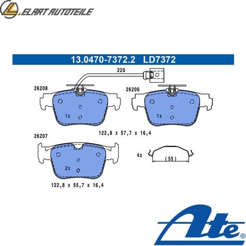 BREMSBELAGSATZ SCHEIBENBREMSE 13.0470-7372.2 FÜR AUDI A3/Limousine ...