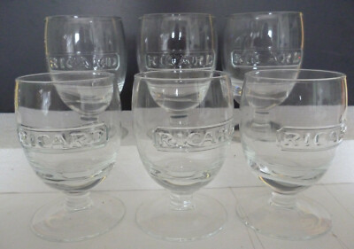 LOT 6 VERRES RICARD BALLON 17CL , RICARD GRAVE SERIE 2012 , TRAIT DOSE ...