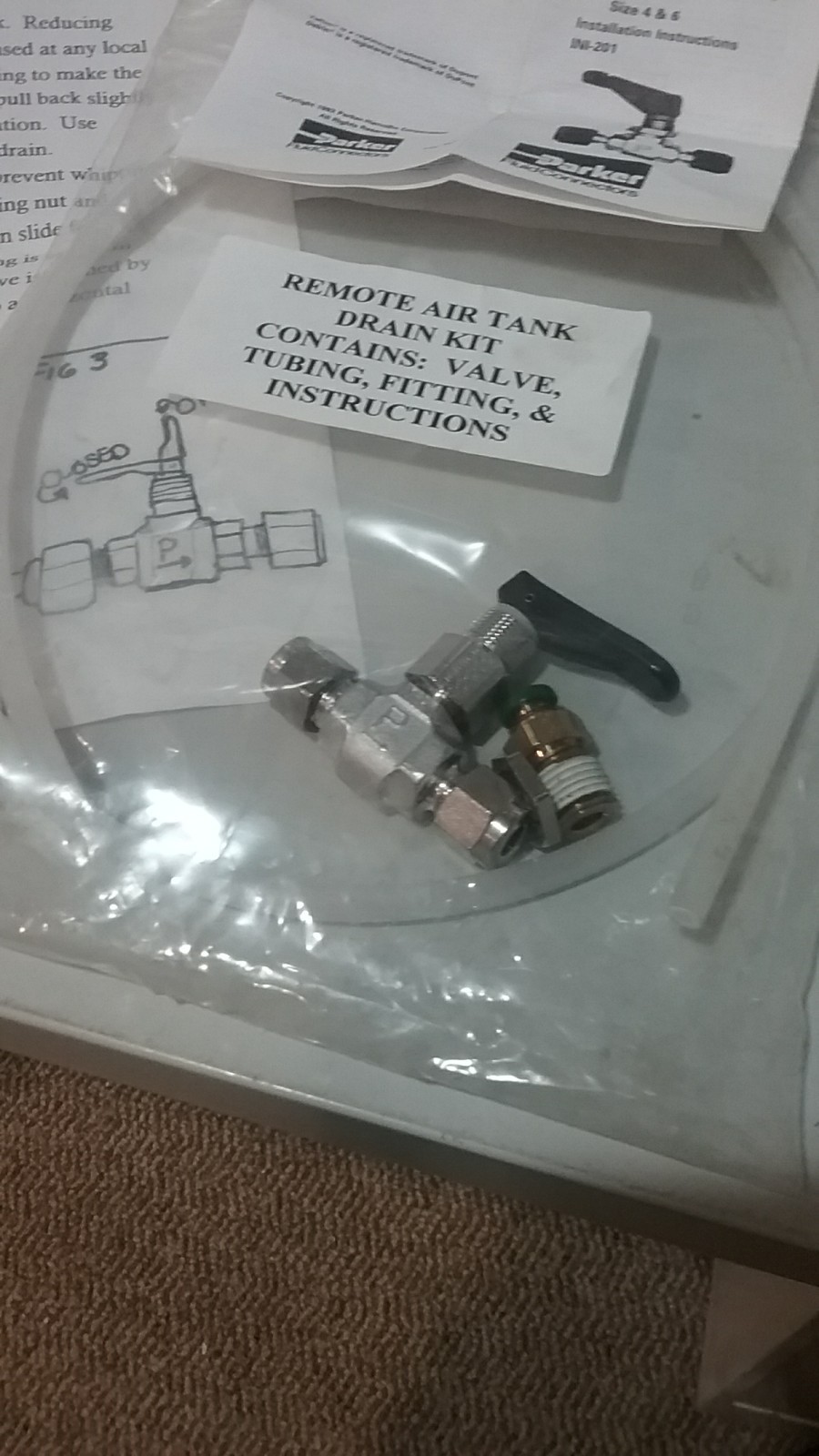 AIR COMPRESSOR DRAIN KIT REMOVE MOISTURE PREVENT RUST EXT TANK LIFE ...