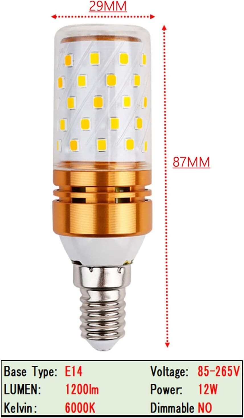 2 x E14 Corn LED Bulbs Small Edison Screw 12W, 100W Equivalent, Non ...