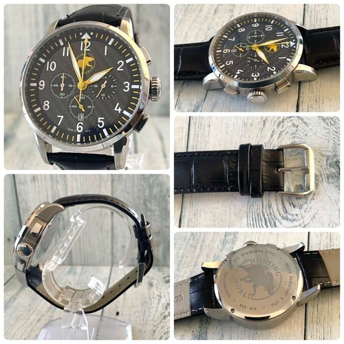HUNTING WORLD Watch : Chronograph Wristwatch Working Men Black x Silver ...