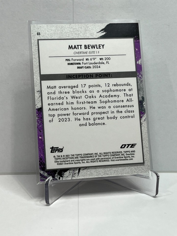 2021-22 Topps Inception Overtime Elite #65 Matt Bewley | eBay