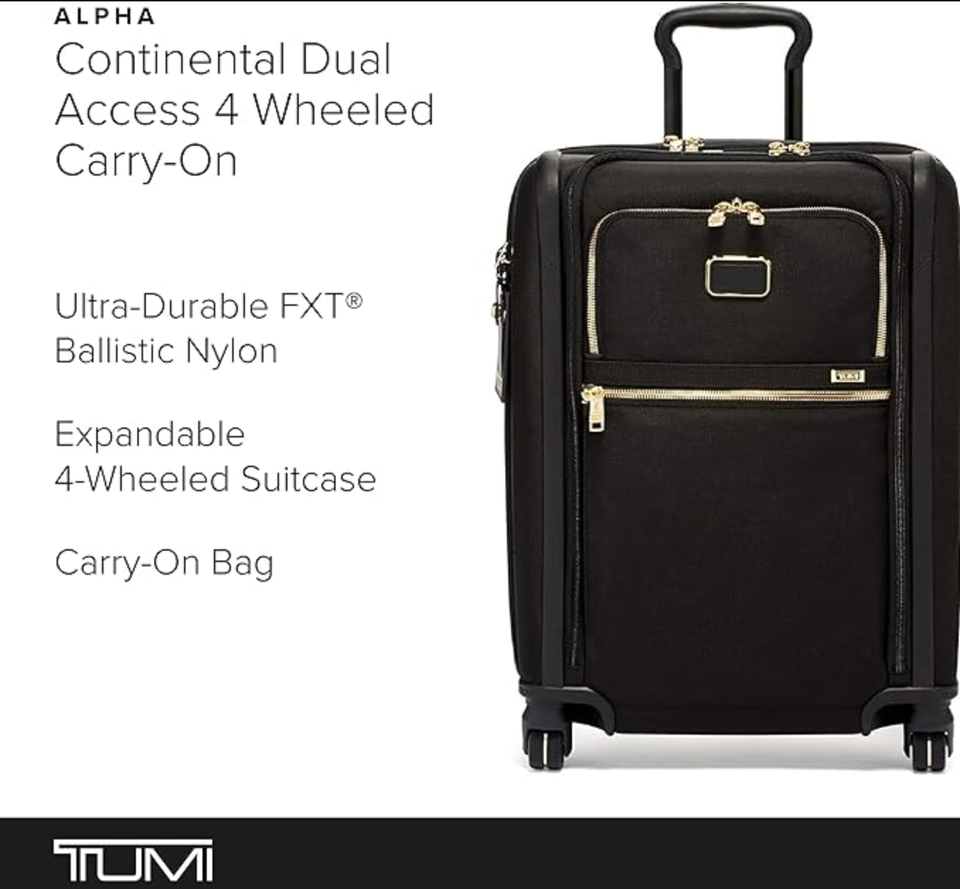 Tumi Alpha Continental Dual Access 4 Wheeled Carry-On Black/Gold - NWT ...
