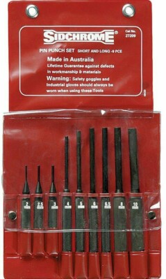 Sidchrome 9-PIECE COMBINATION PIN PUNCH SET SCMT27209 Short & Long ...