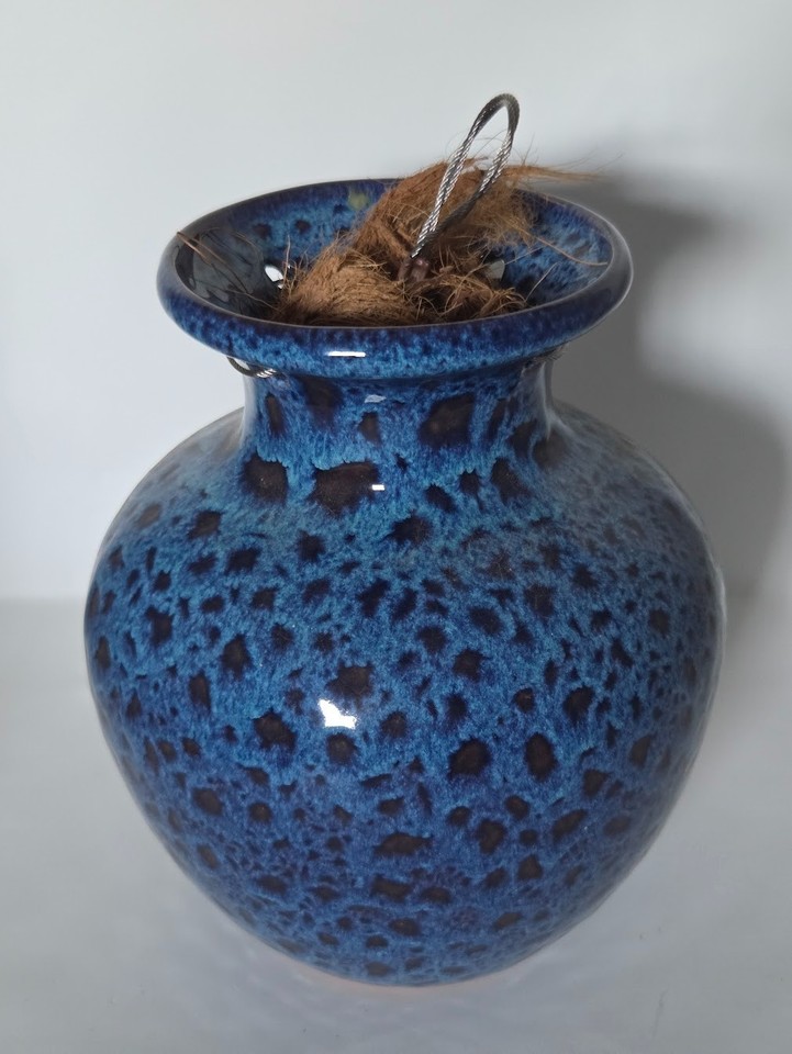 Down Under Pots Blue Speckled Ceramic Toad House Nesting Pot with ...