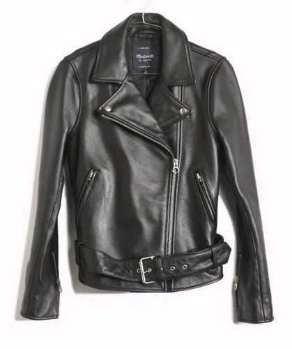 $498 Women's Madewell XS Black Ultimate Leather Motorcycle Belted ...