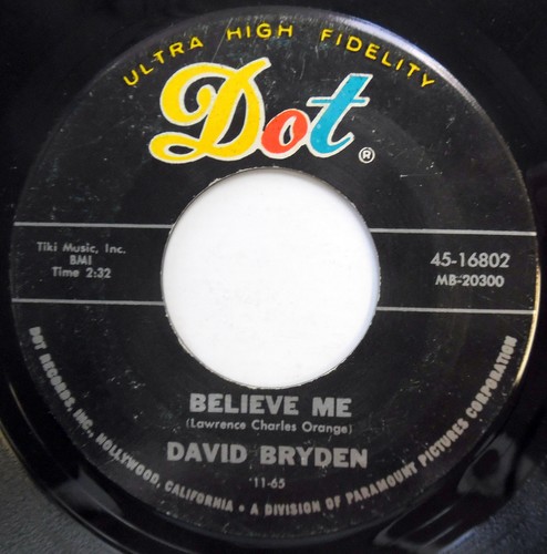 David Bryden 45 Believe Me / I Want To Love You Mod Vaincre Pop Pois ...
