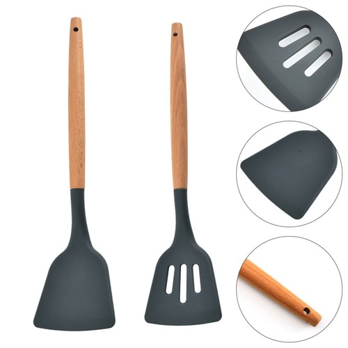 2 Pcs Slotted Turner Spatula Frying Turner Silicone Turner Cooking | eBay